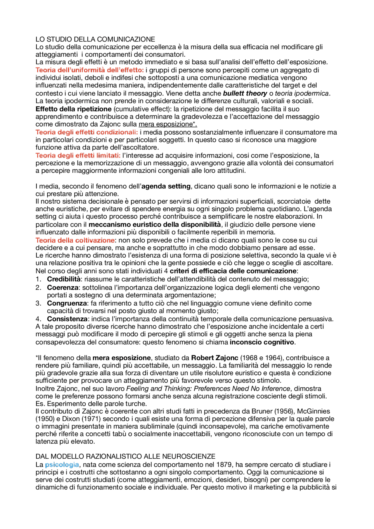 Psicologia Della Comunicazione Docsity