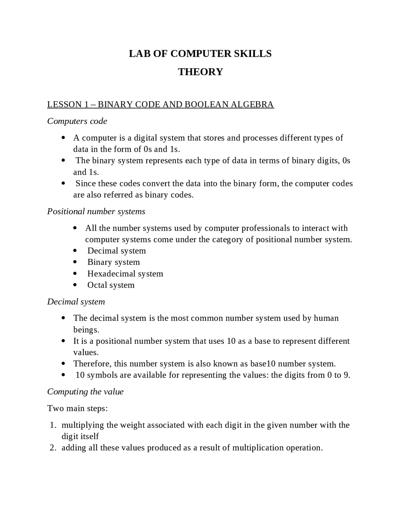 LAB OF COMPUTER SKILLS.theory--2 - Docsity