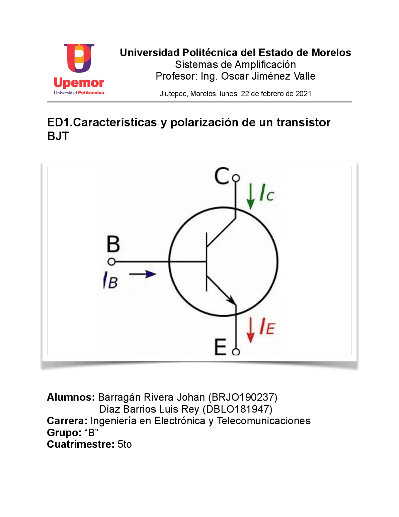 Características y polarización de un transistor BJT - Docsity