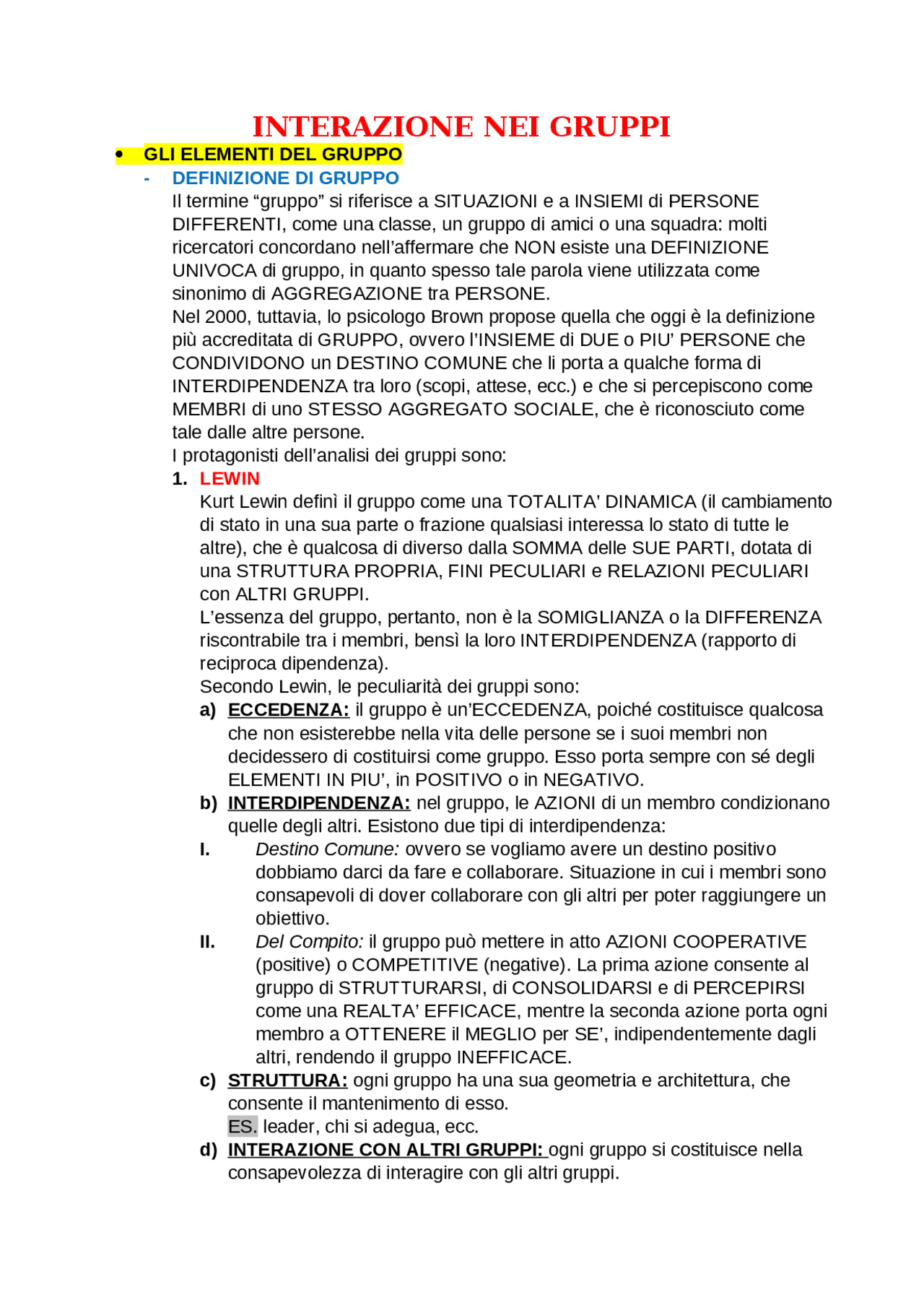 Interazione Nei Gruppi Docsity
