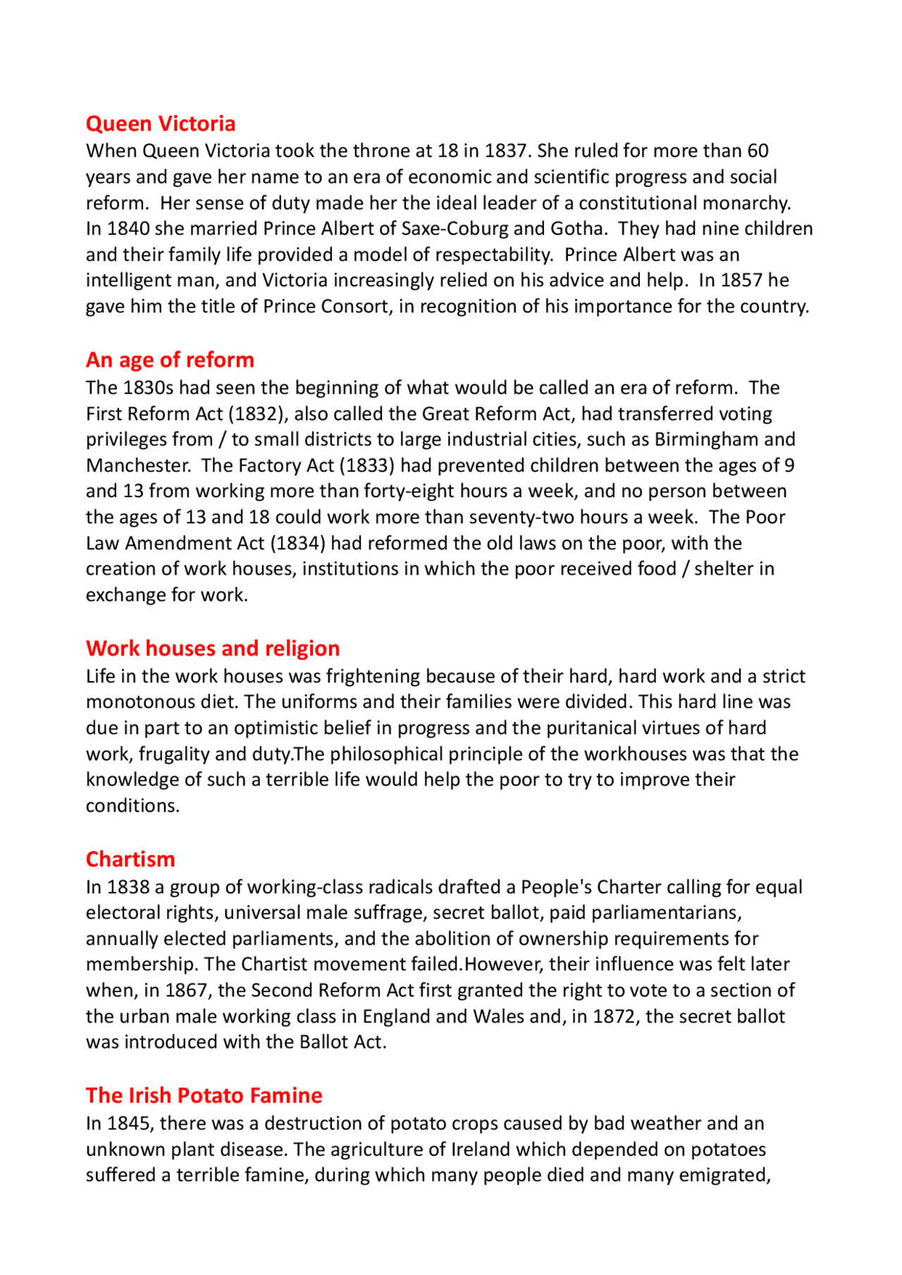 VICTORIAN AGE- ENGLISH DESCRIPTION - Docsity