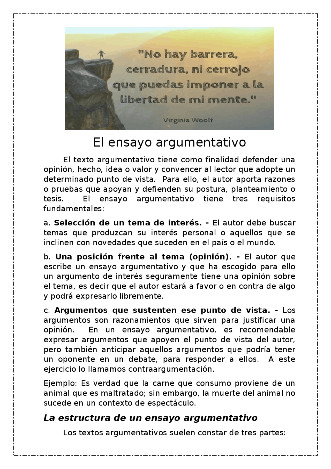Ejemplo De Ensayo Argumentativo