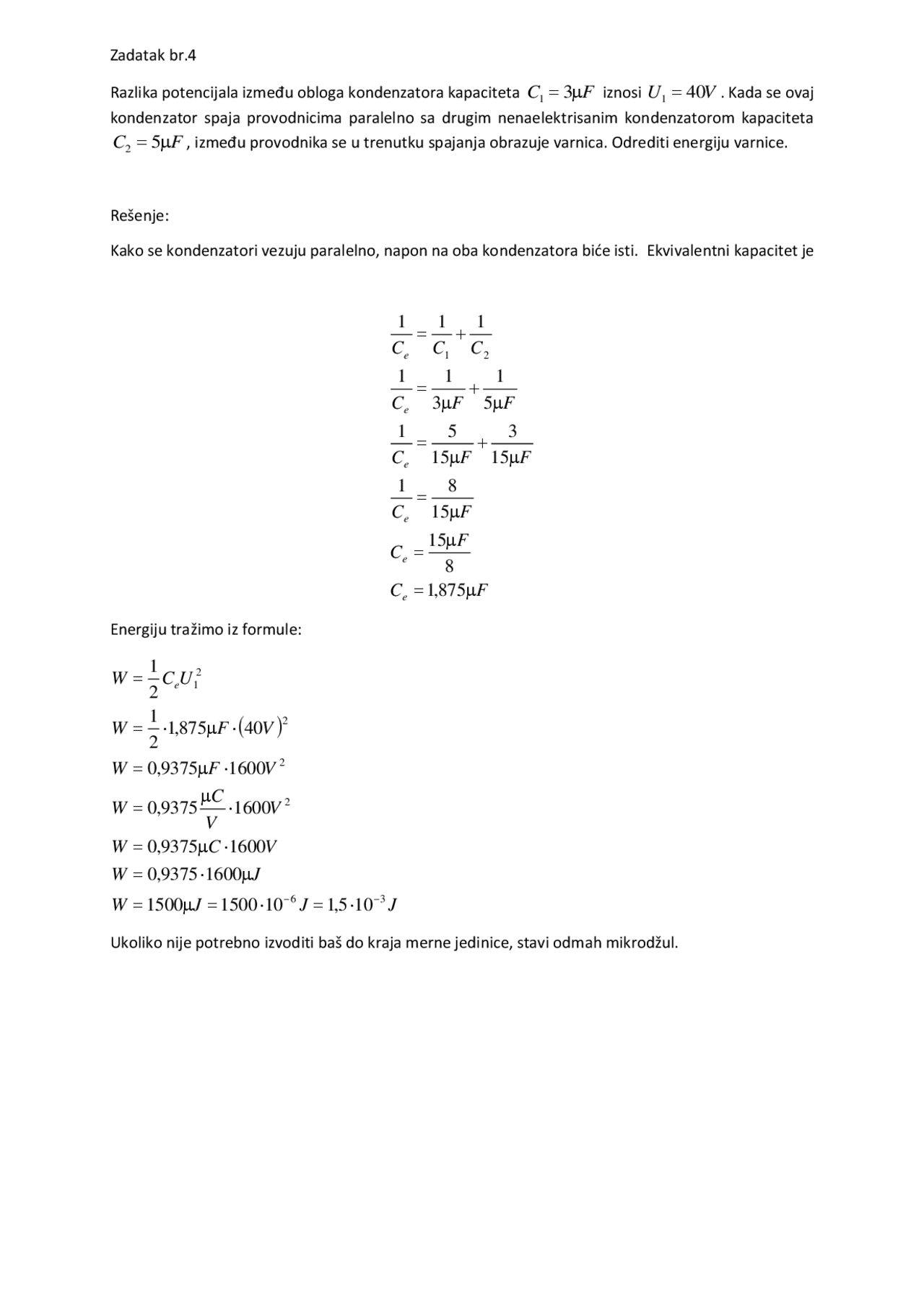 Elektrostatika zadatak 4 | Exercises Physics | Docsity