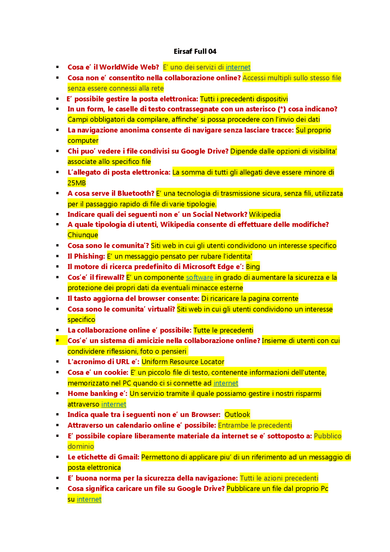 Eirsaf Full modulo 04 - Simulazione - Docsity