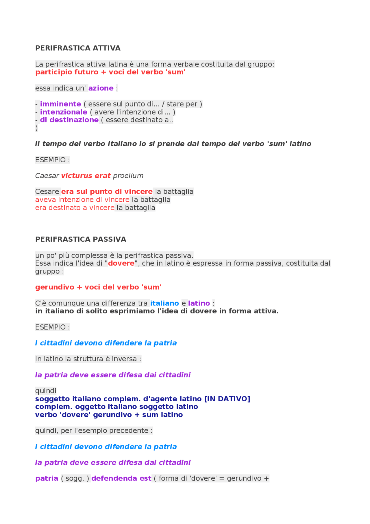 La Perifrastica Latina Docsity