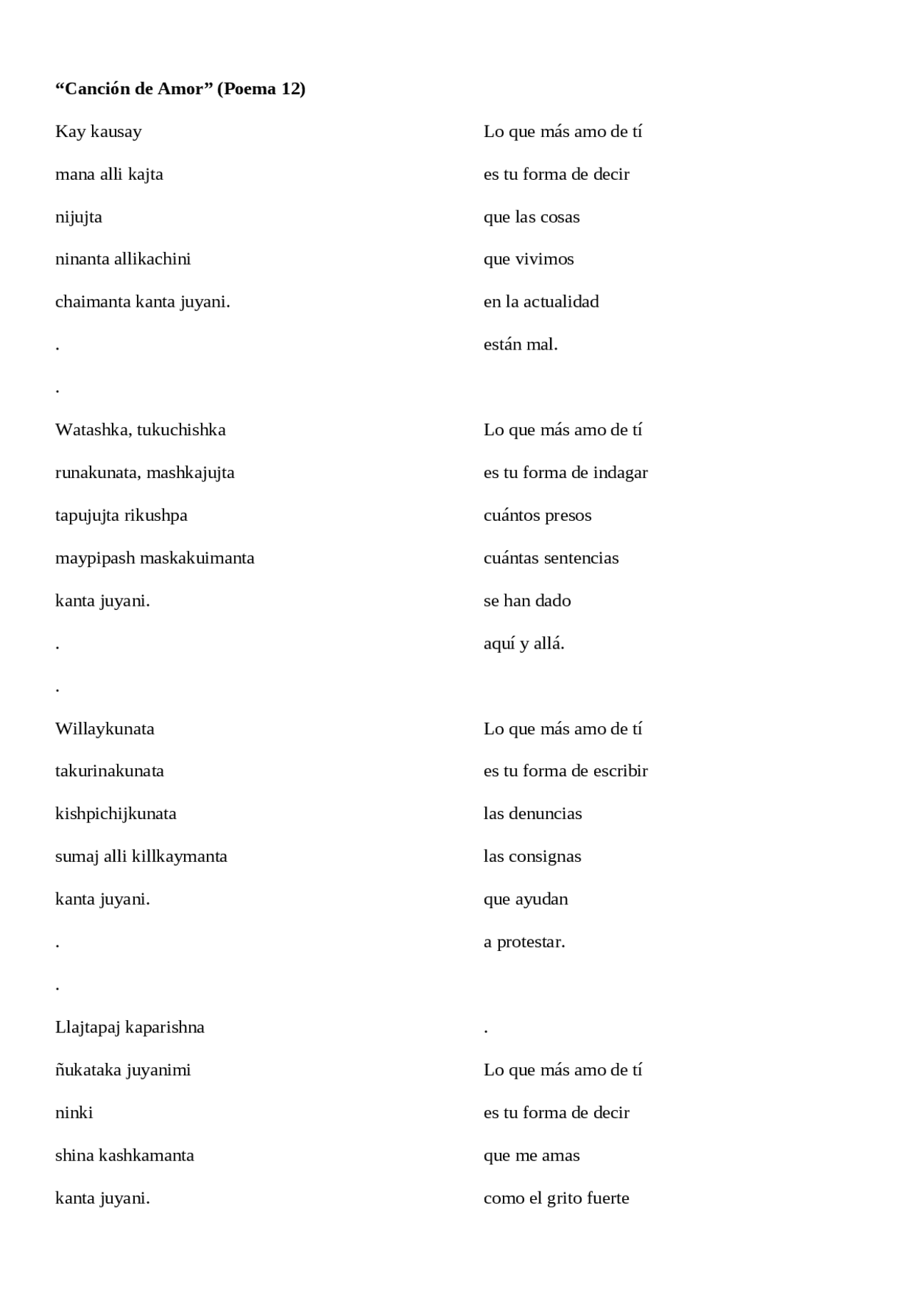 ARAWIKUNA - POEMAS EN IDIOMA KICHWA | Apuntes de Lengua y Literatura ...