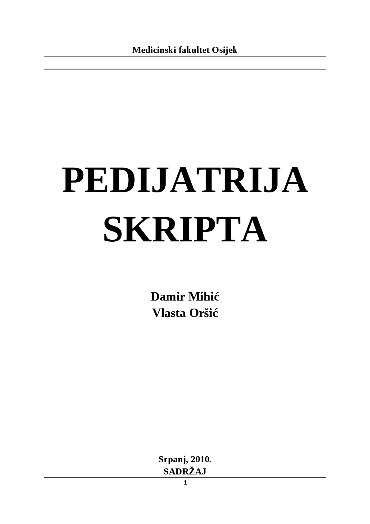 Pedijatrija Skripta Ispiti Predlog Pedijatrija Docsity