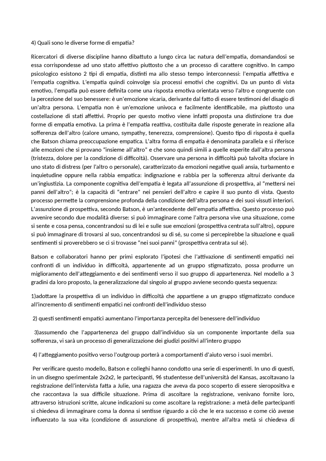 Empatia: teorie e esperimenti - Docsity