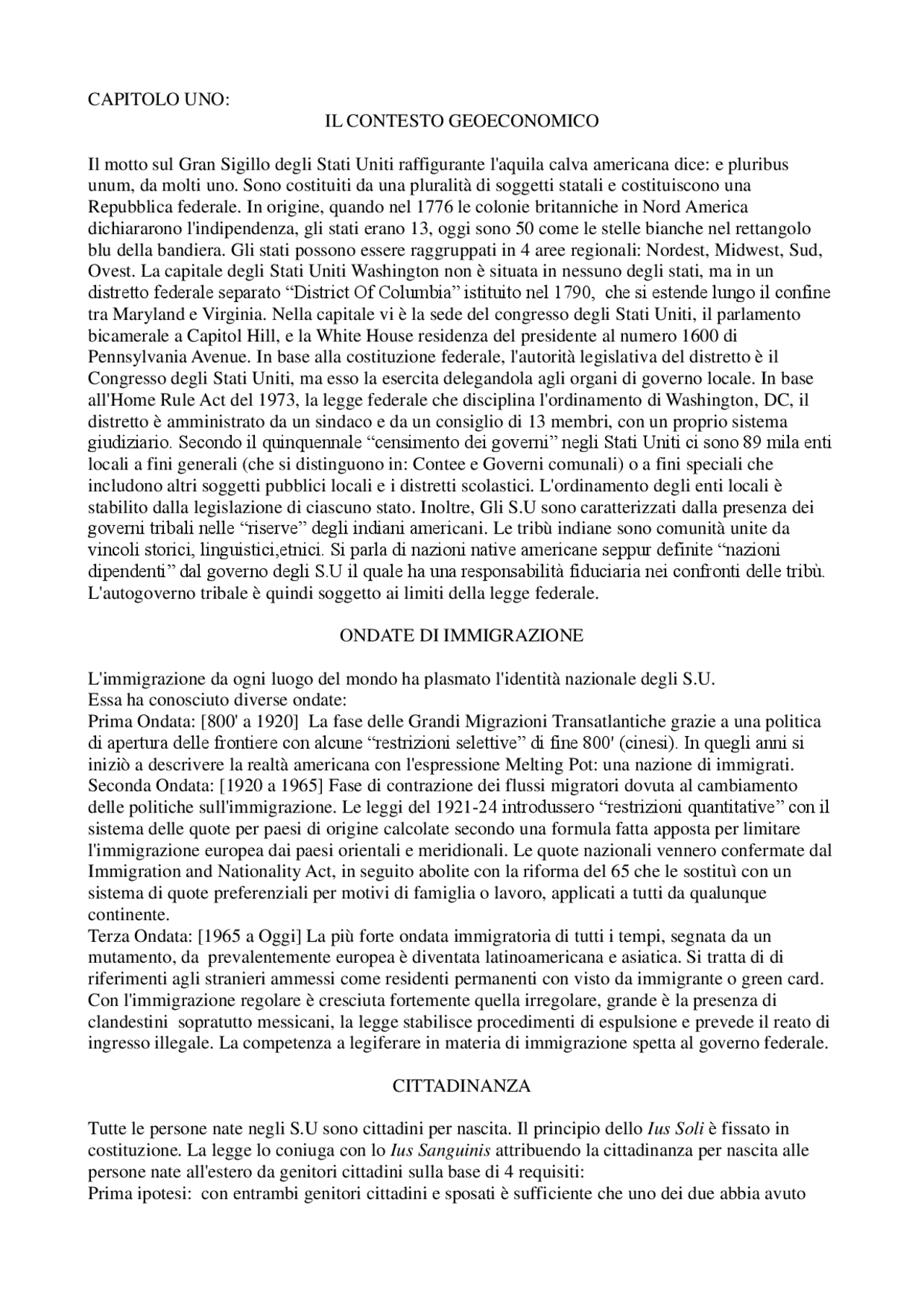 Riassunto Sul Sistema Politico Americano Docsity
