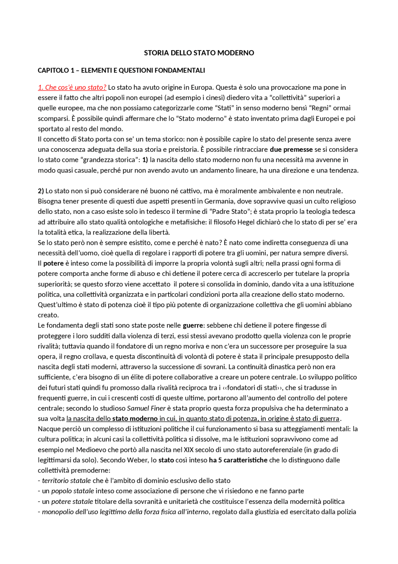 Manuale Storia Dello Stato Moderno Docsity