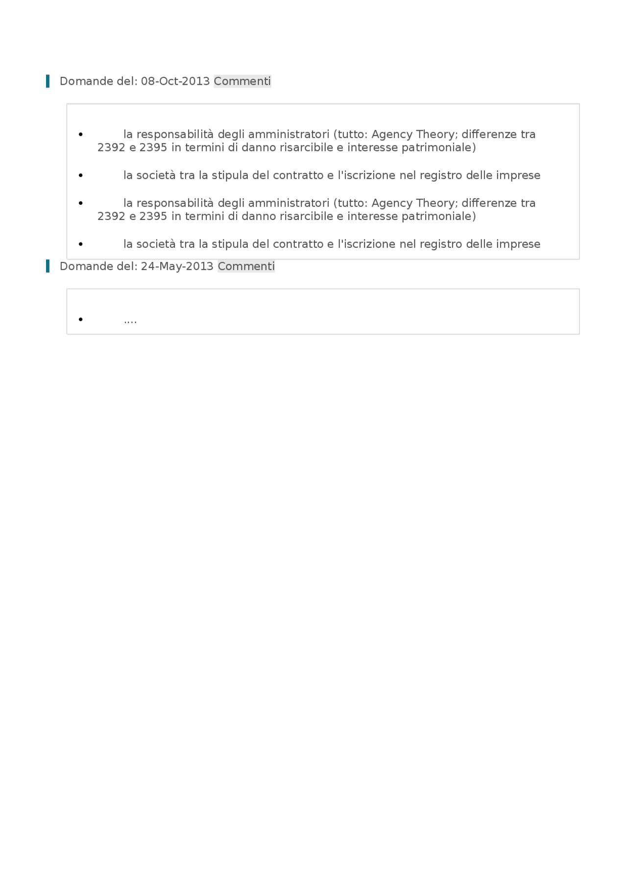 Diritto Delle Spa Sapienza Domande Esame Docsity