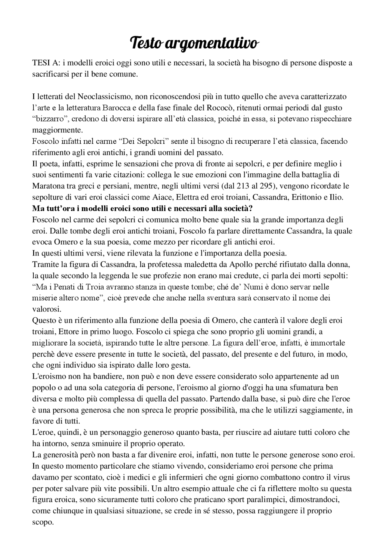 Modelli Eroici Servono Ancora Oggi Docsity