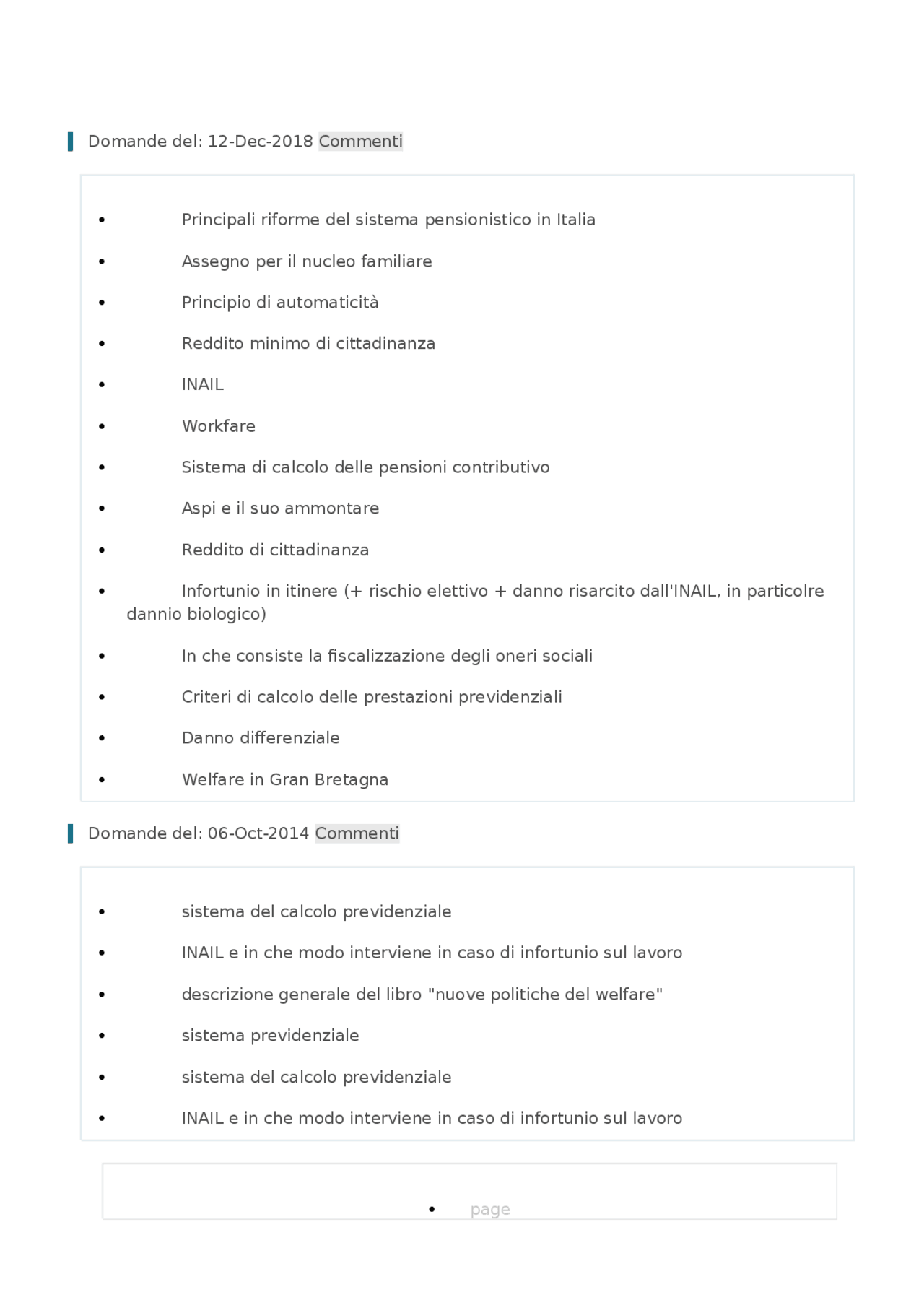 Diritto Della Sicurezza Sociale Doamnde Esame Tor Vergata Docsity