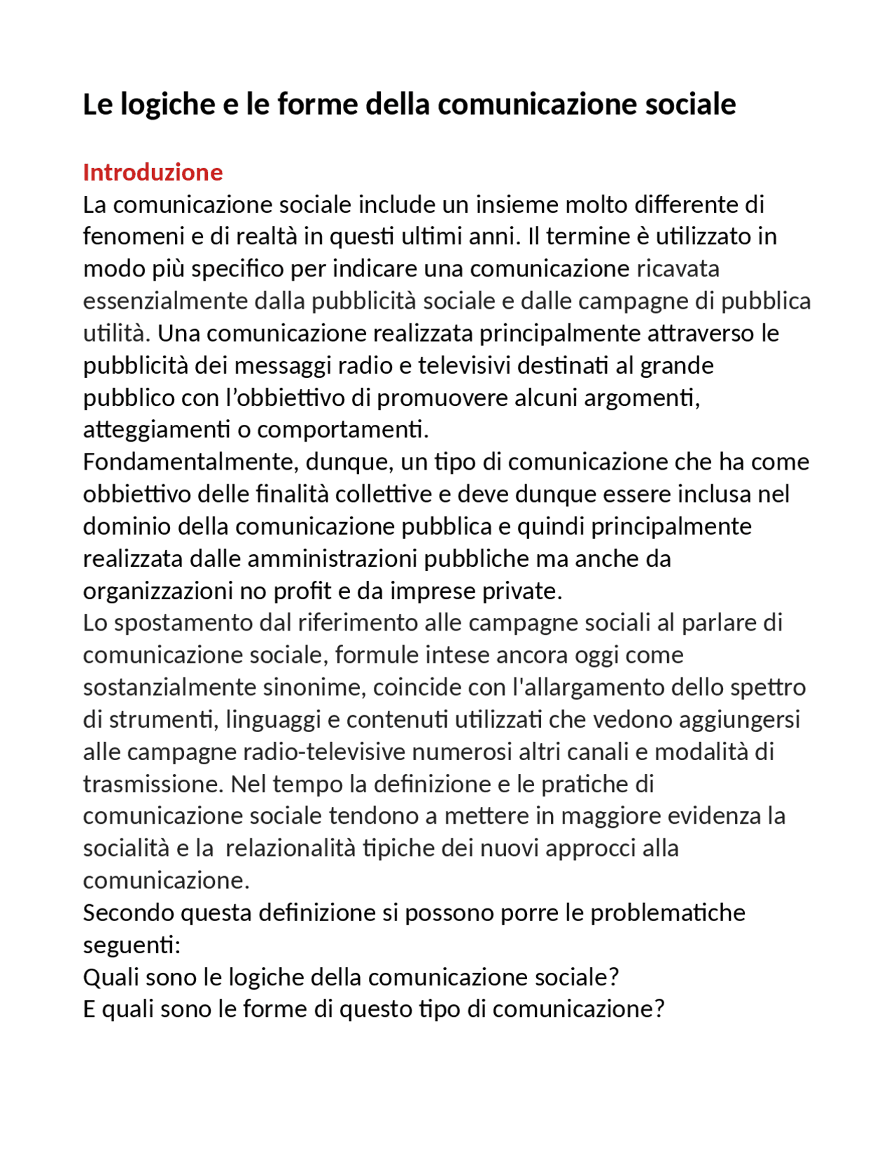 Logiche E Forme Della Comunicazione Sociale Docsity