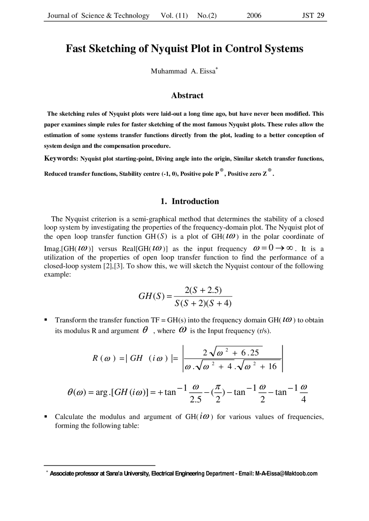 Fast Sketching of Nyquist Plot in Control Systems - Docsity