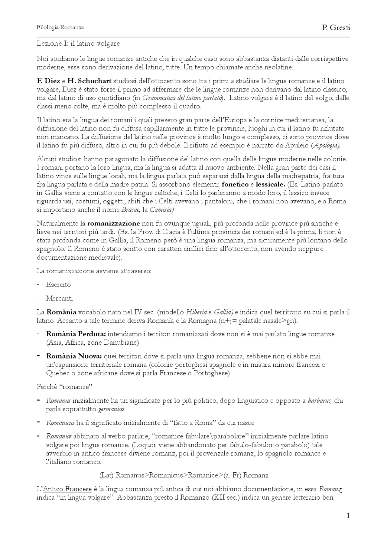 Introduzione Alla Filologia Romanza Docsity