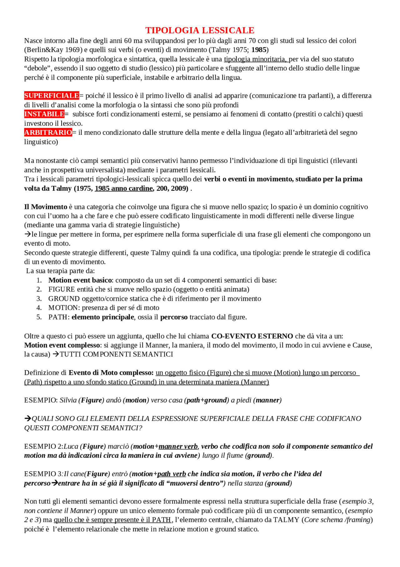 Tipologia Lessicale Linguistica Docsity
