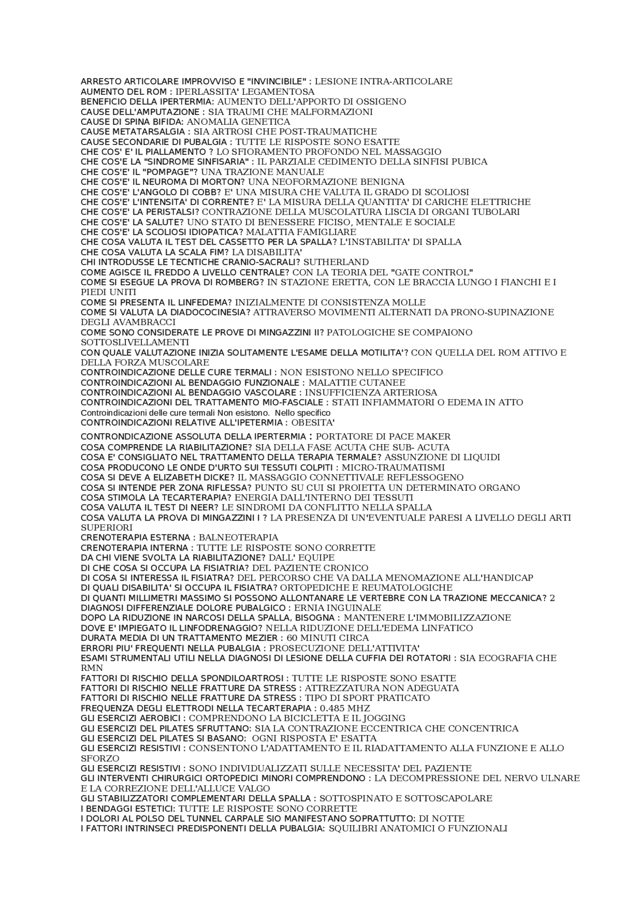 Riabilitativa Chiuse Scienze Motorie Ecampus Docsity