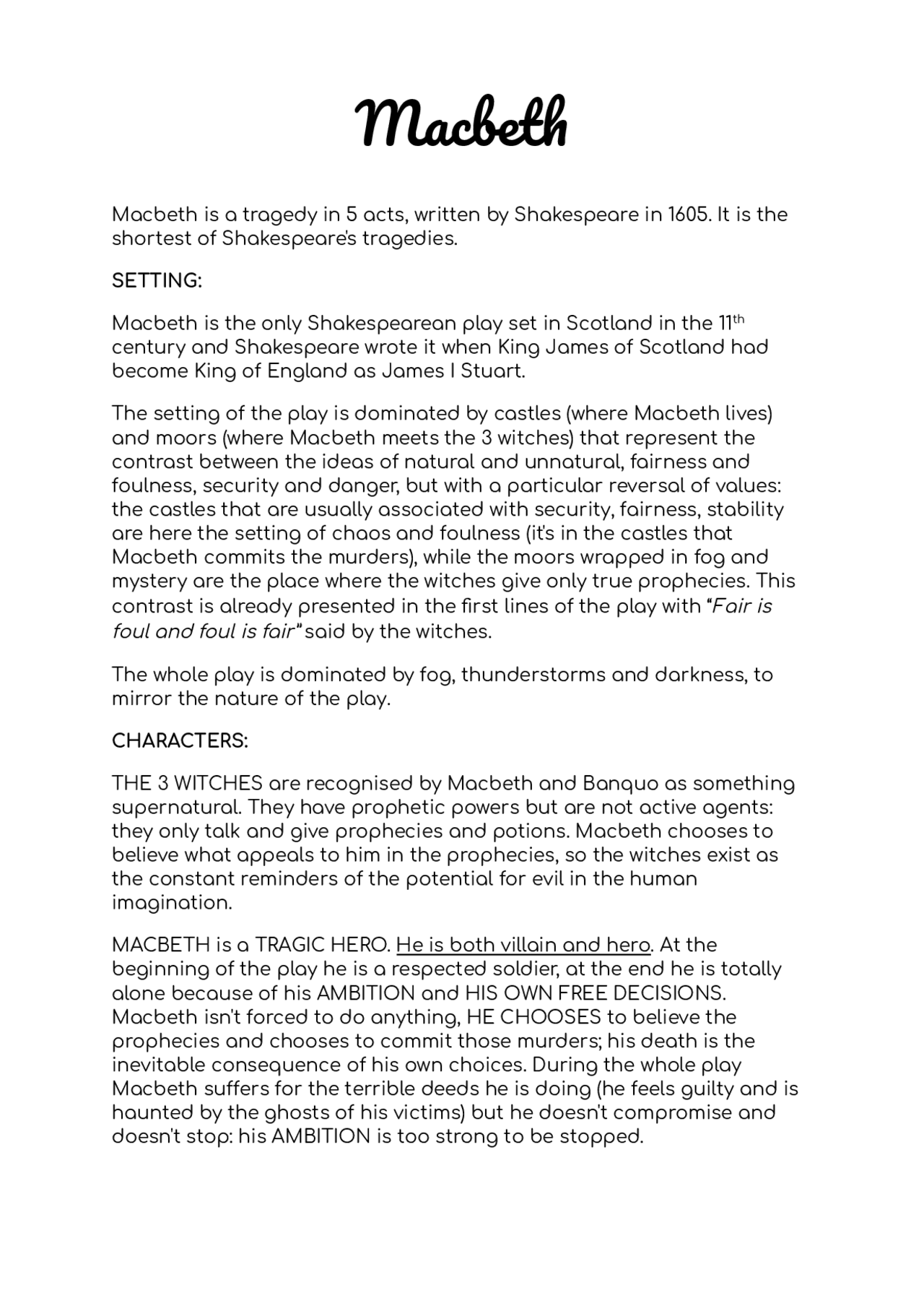 Macbeth Shakespeare Docsity