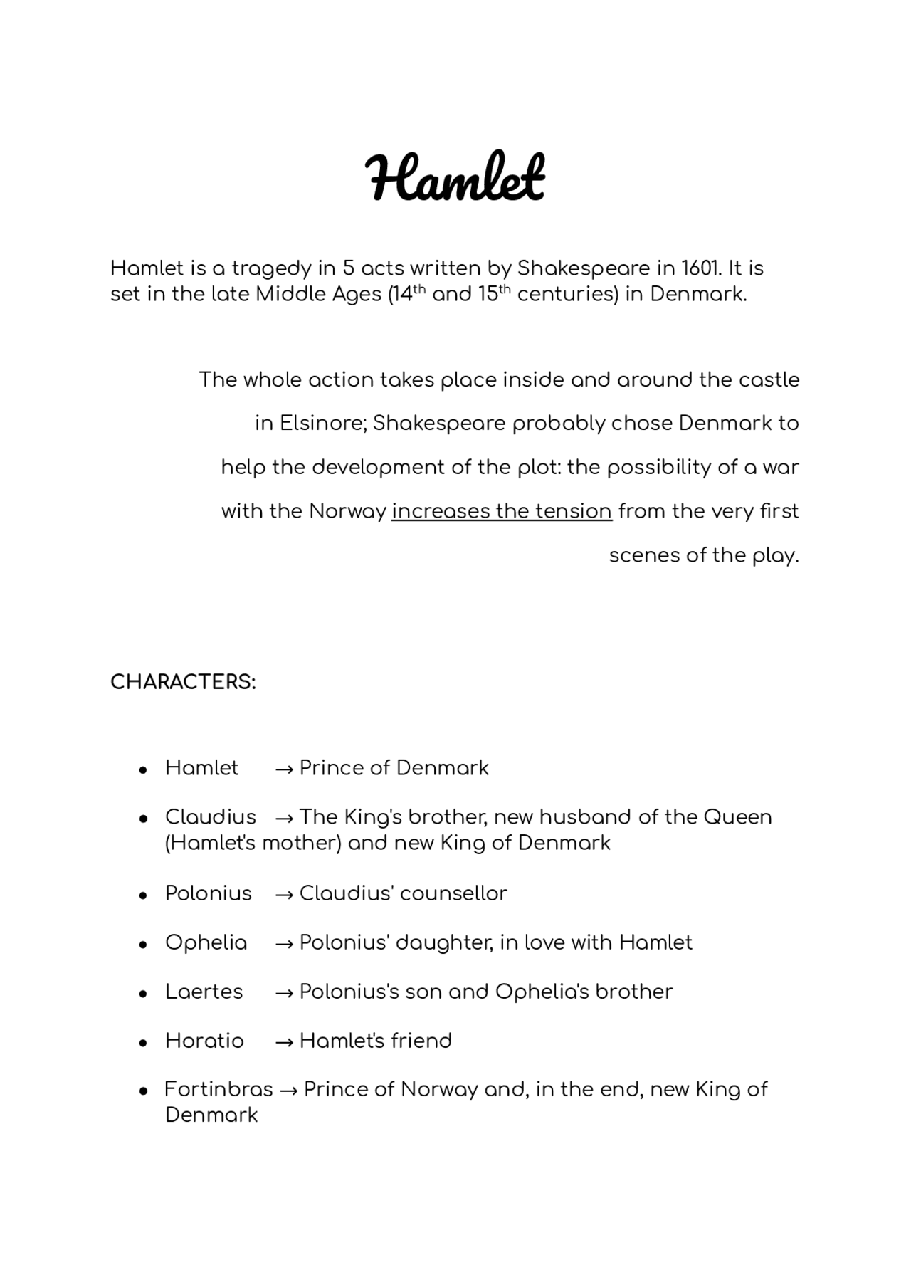 Hamlet Shakespeare Appunti Di Inglese Docsity