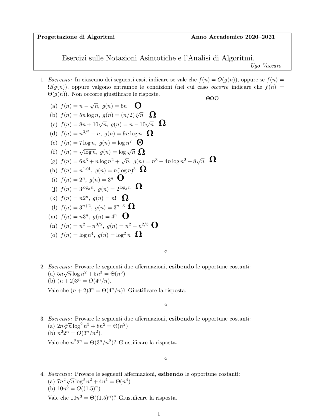 Esercizi Informatica Docsity
