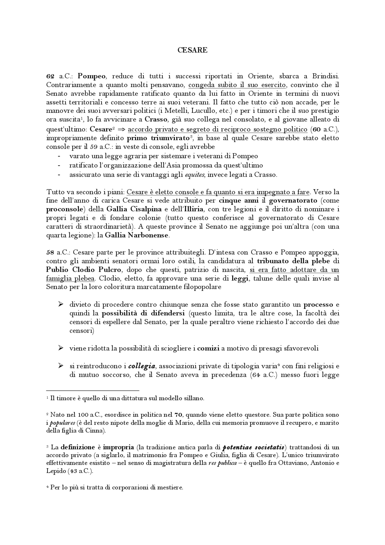 Cesare Riassunto Docsity