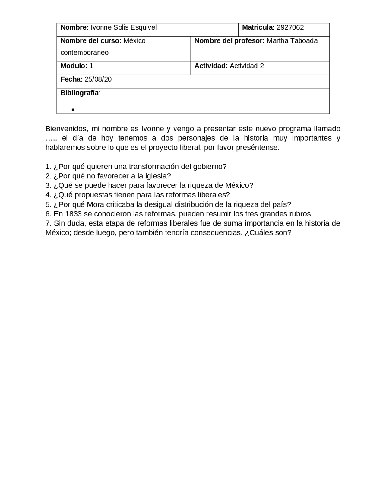 Proyecto Liberal de México - Docsity