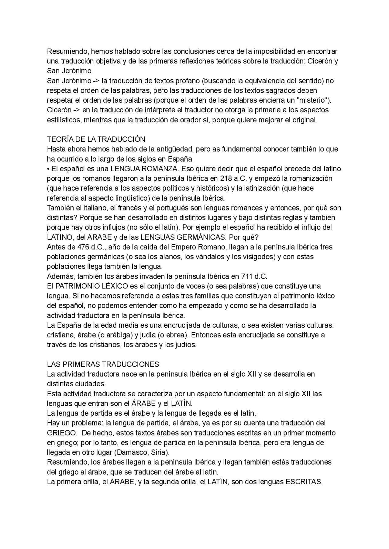 Teoría De La Traducción Las Primeras Traducciones Docsity