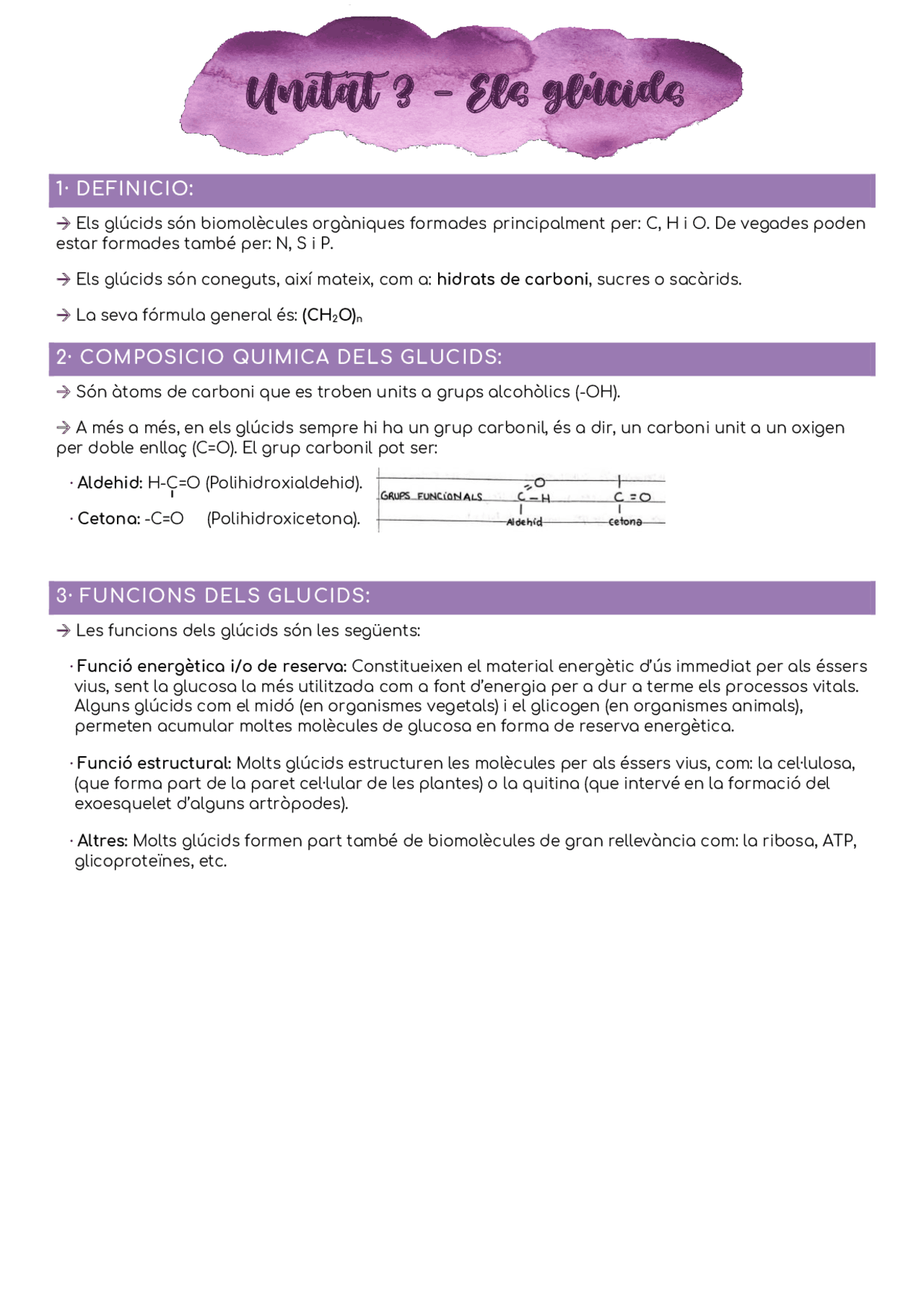 Els Glúcids Funcions I Tipus Docsity