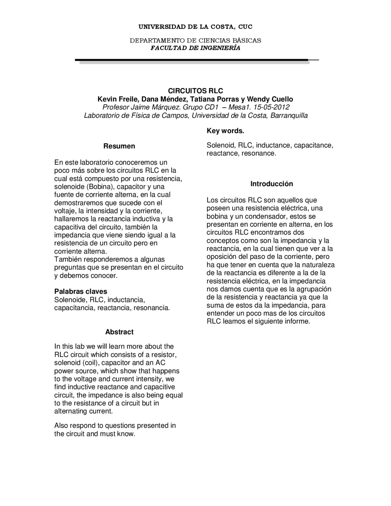 Circuito Rcl Fisica Ii Docsity
