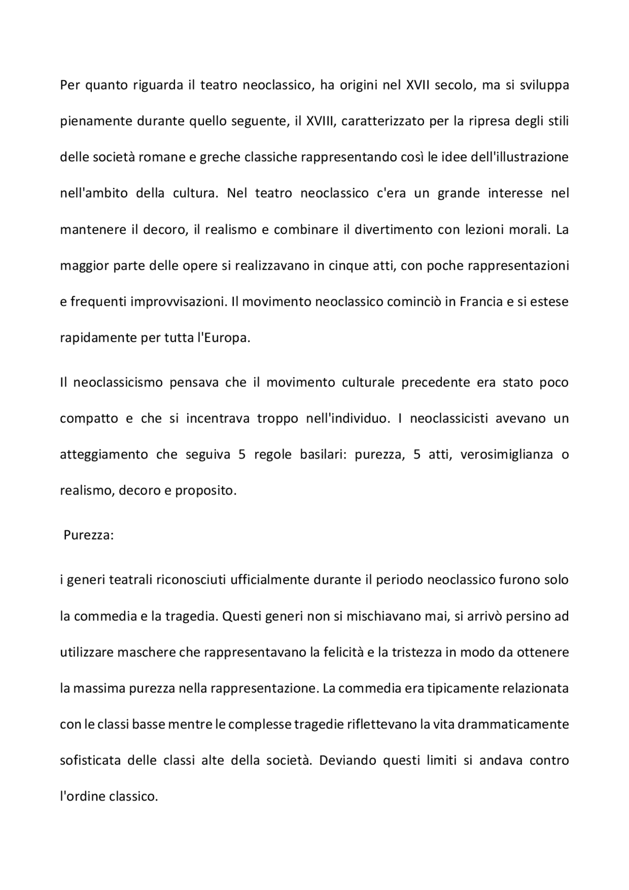 Descrizione teatro neoclassico spagnolo XVIII secolo - Docsity