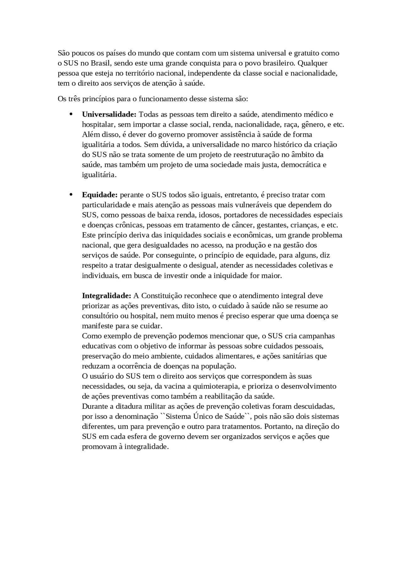 Sus Sistema Unico De Saude Docsity