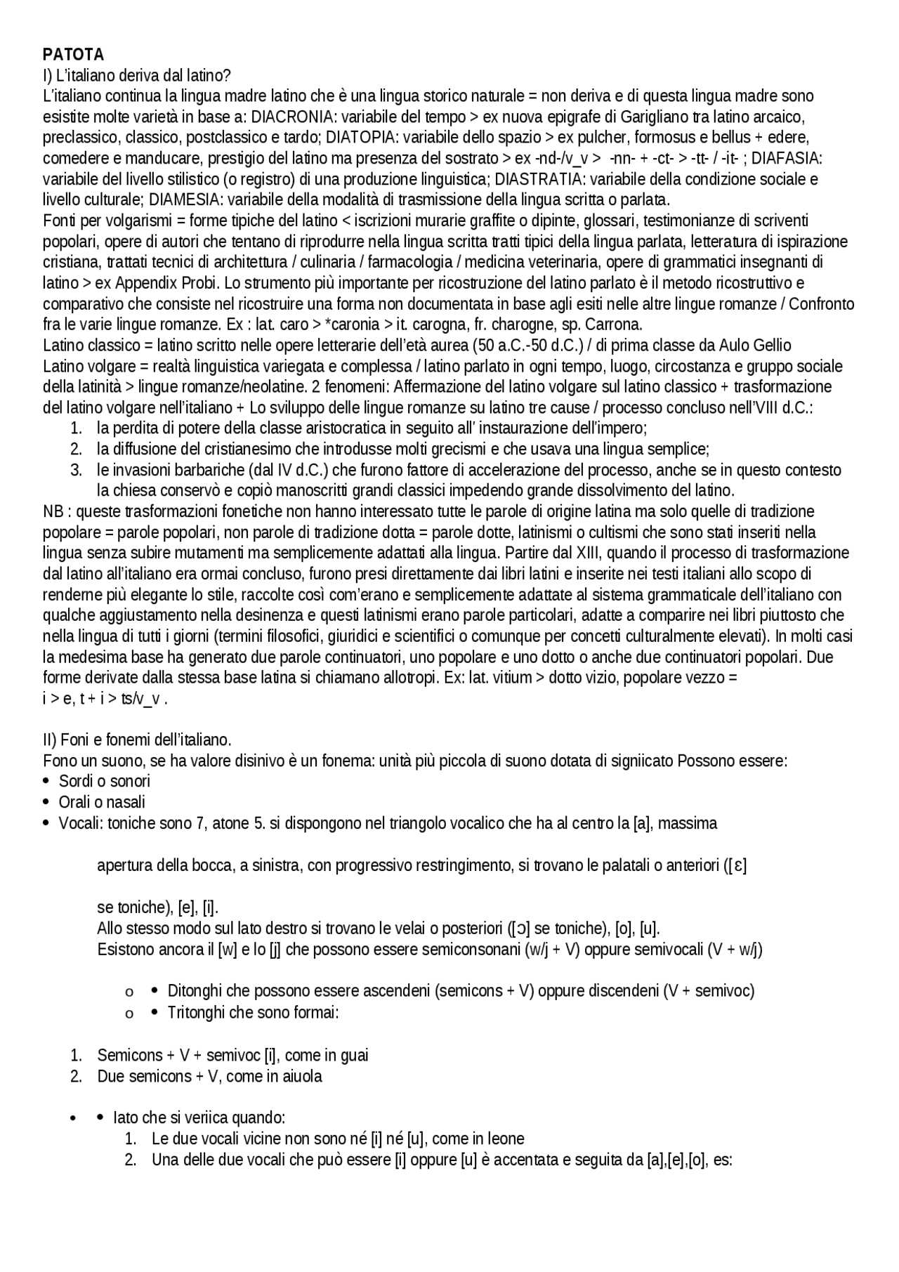 Primo Riassunto Patota Docsity