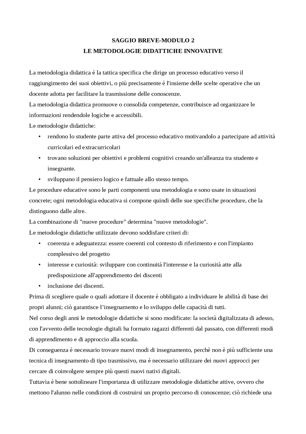 Le Metodologie Didattiche Innovative Docsity