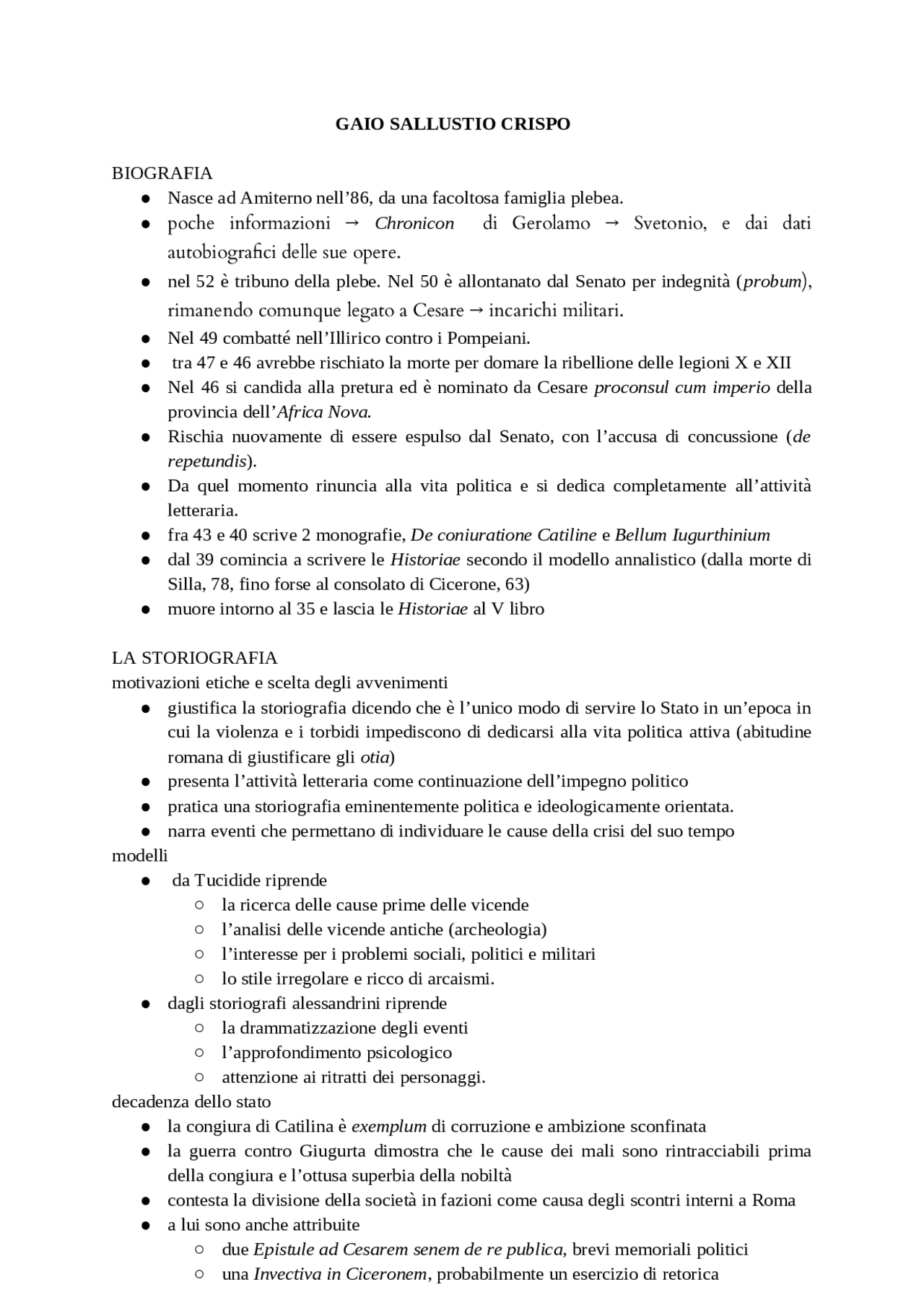 Appunti Su Sallustio Docsity