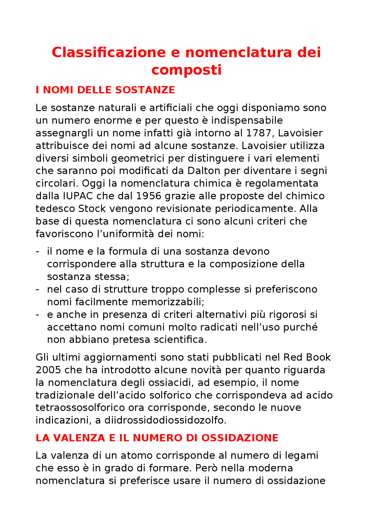Classificazione E Nomenclatura Dei Composti Docsity
