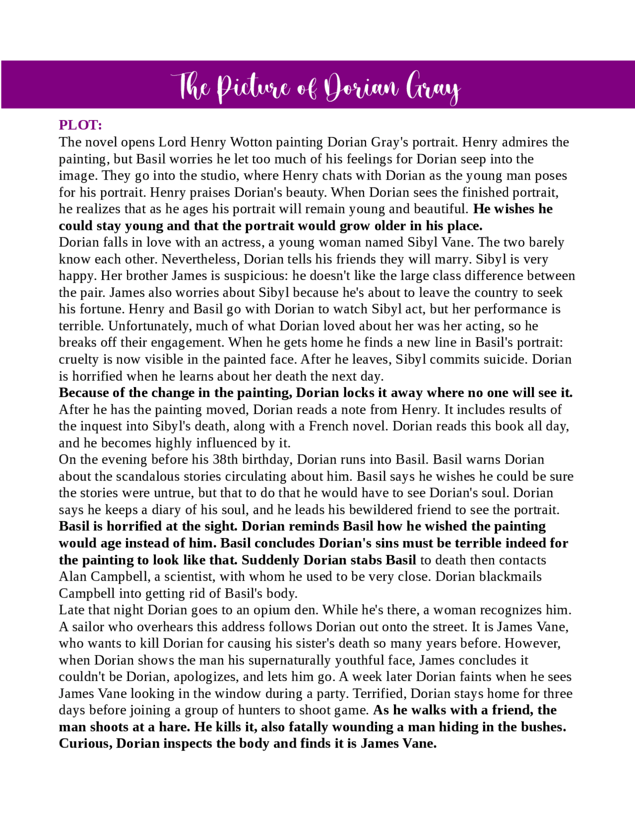 The Picture Of Dorian Gray Appunti Di Inglese Docsity