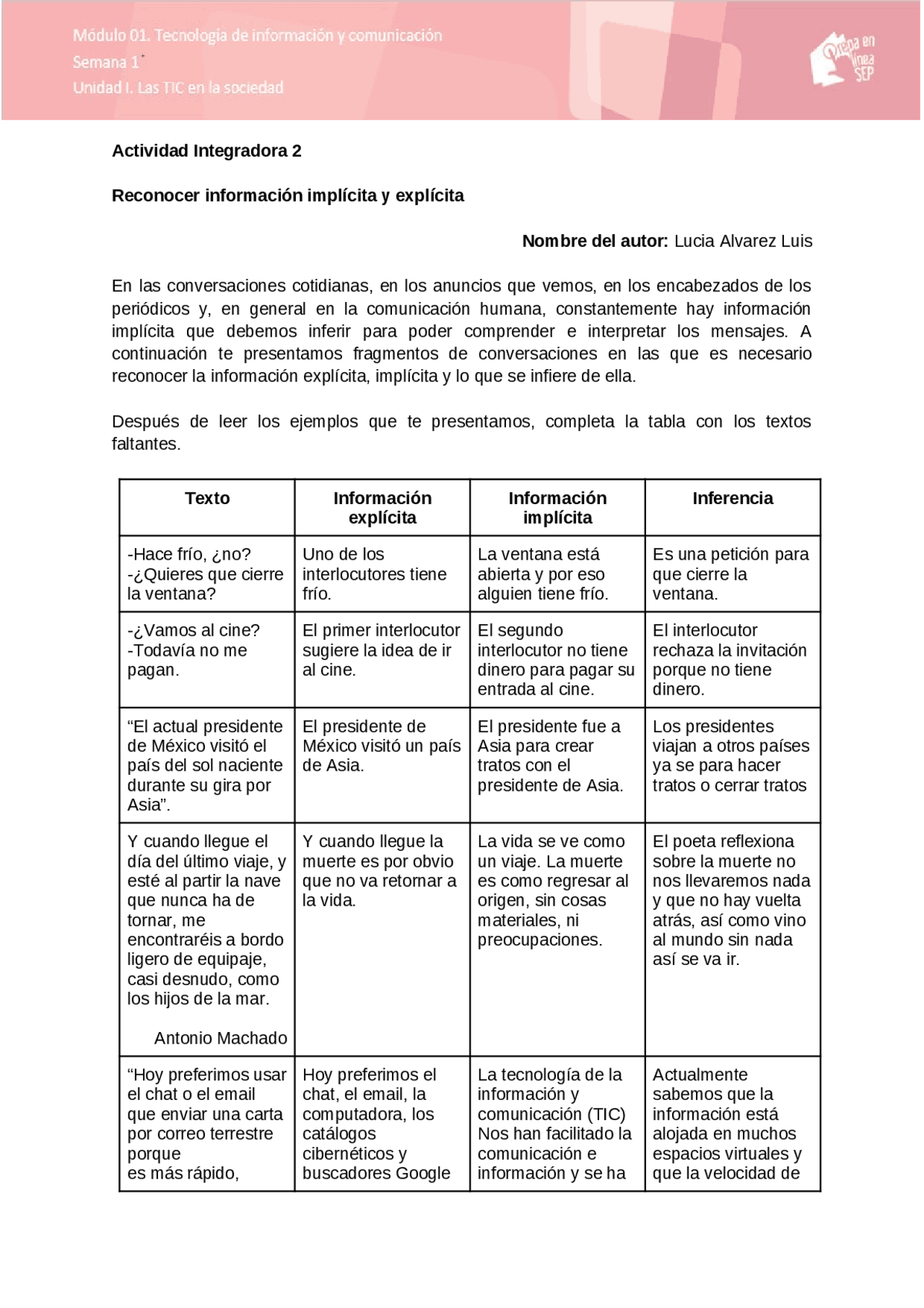 Prepa en linea SEP modulo 1 actividad integradora 2 - Docsity