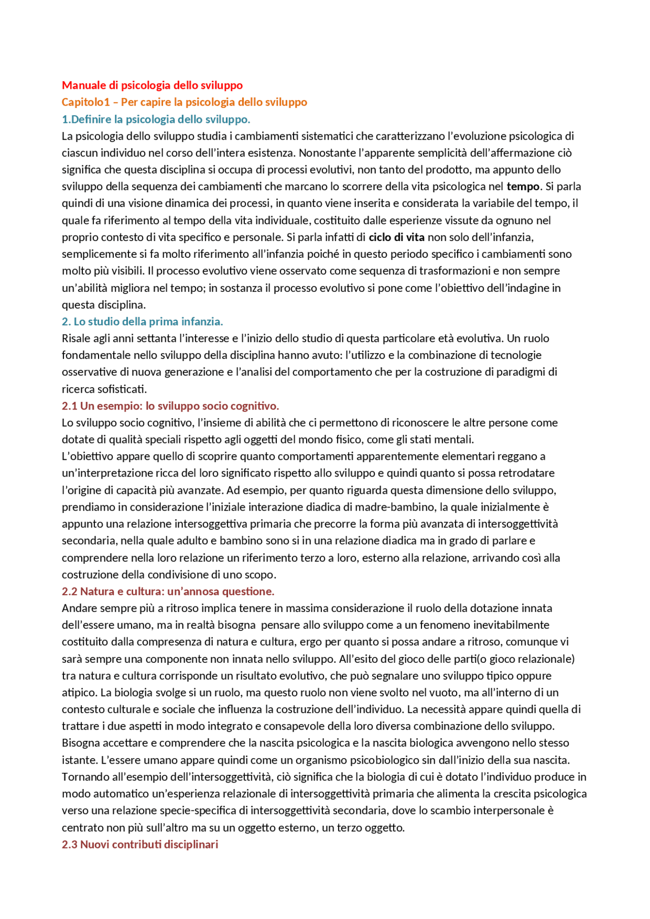 Manuale Di Psicologia Dello Sviluppo Docsity