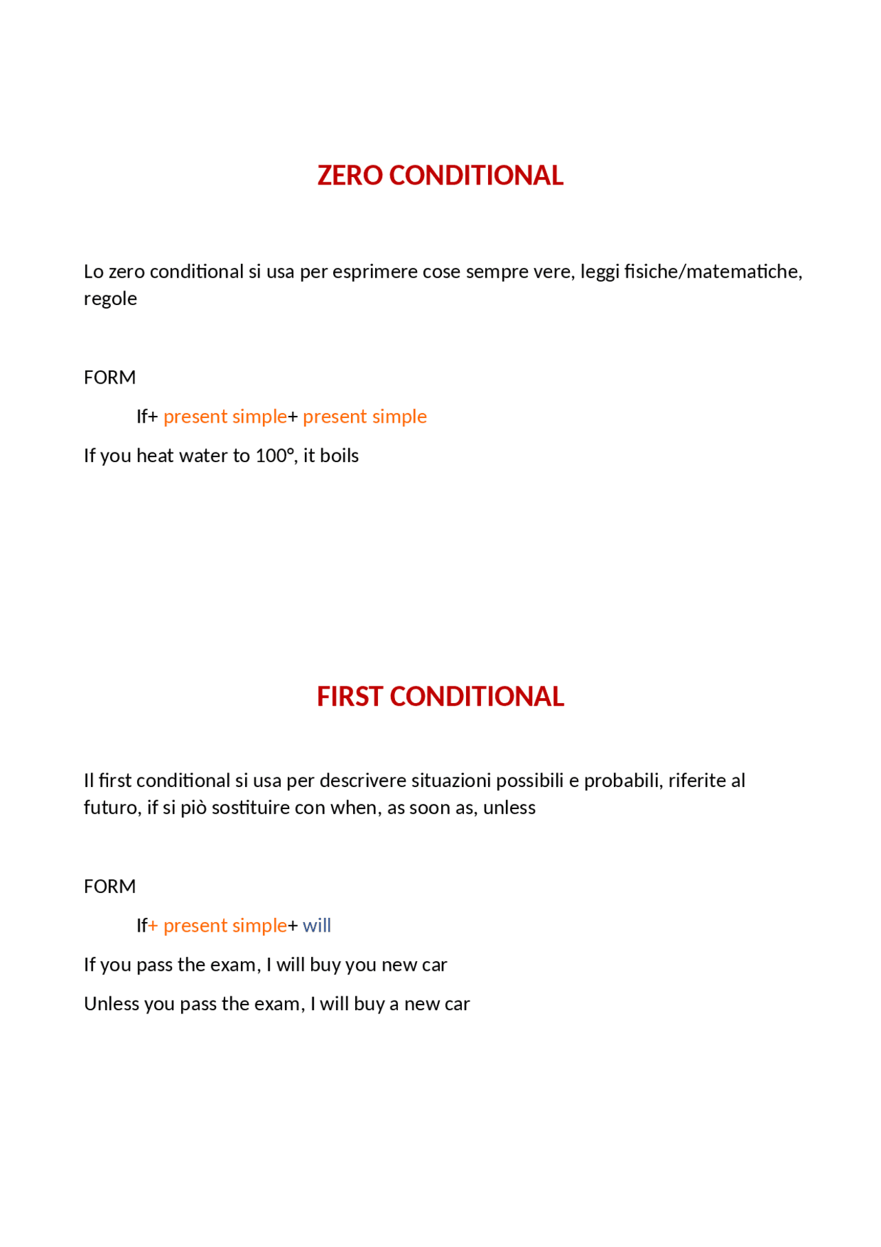 First, second and third conditional - Docsity