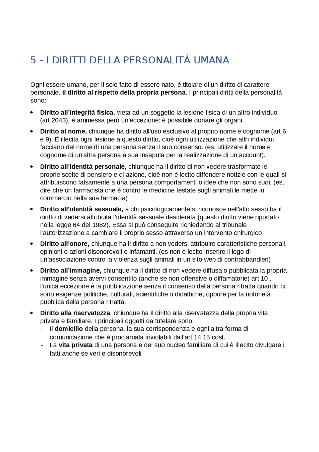 I Diritti Della Personalità Docsity