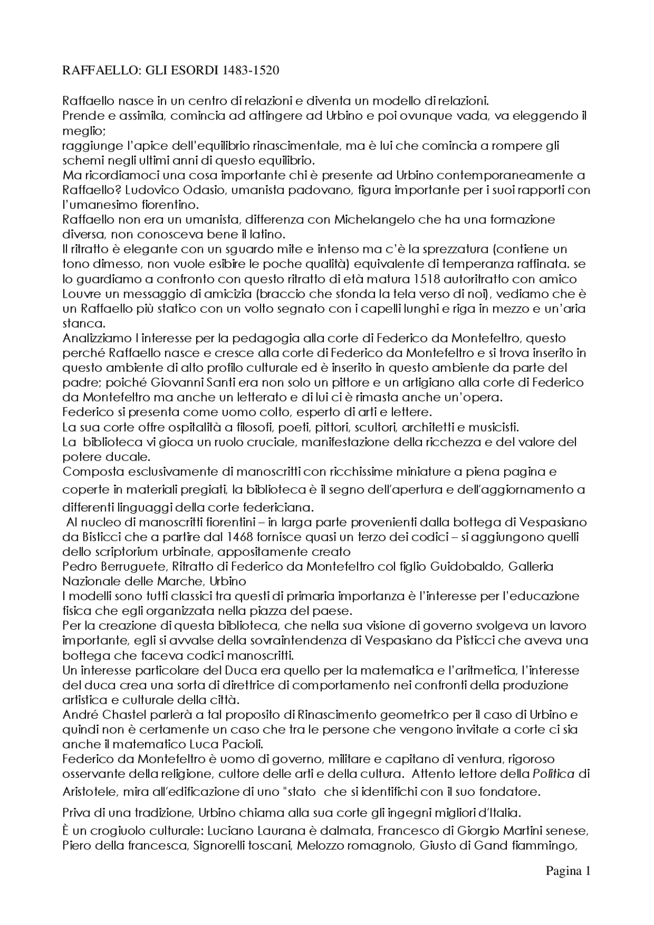 Raffaello Gli Esordi Docsity