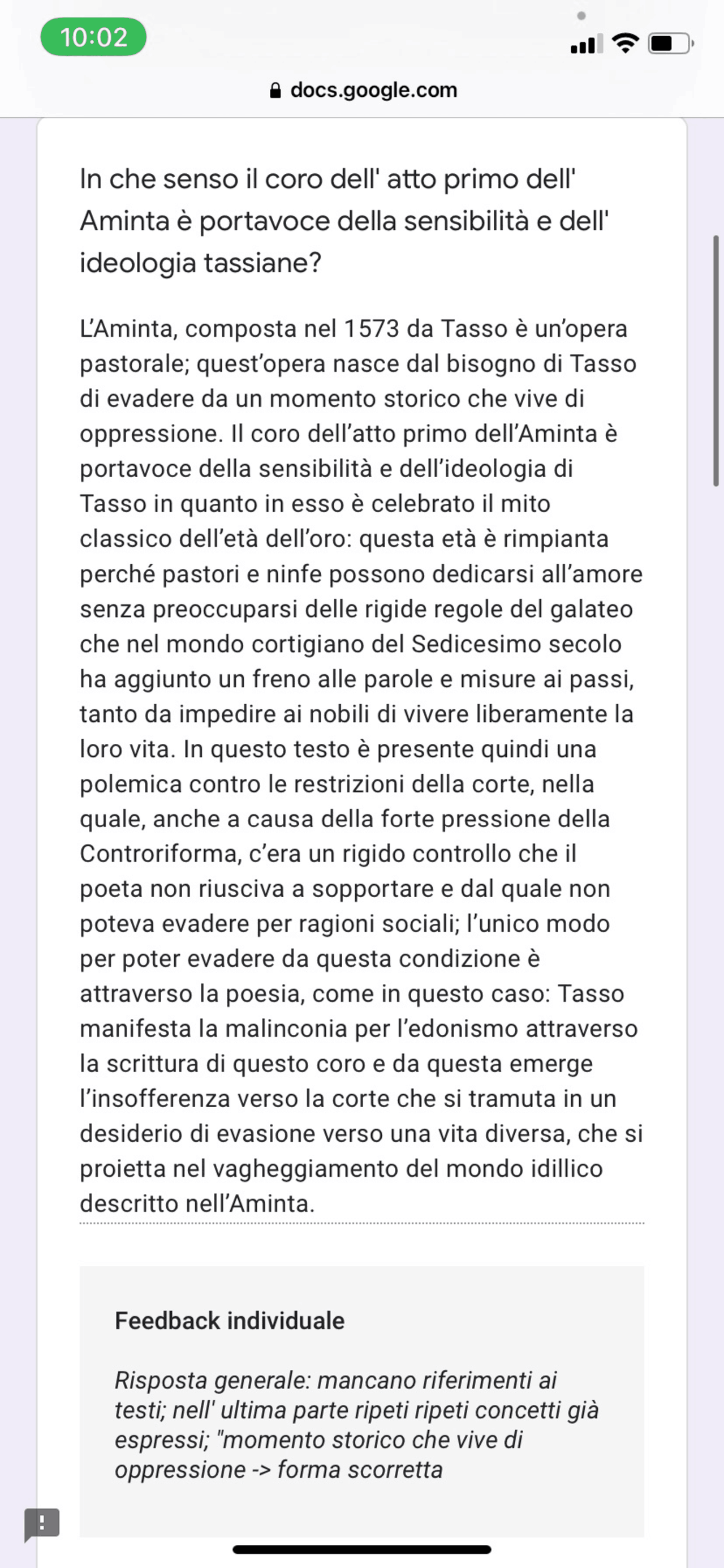 Domande E Risposte Di Un Test Di Italiano Docsity
