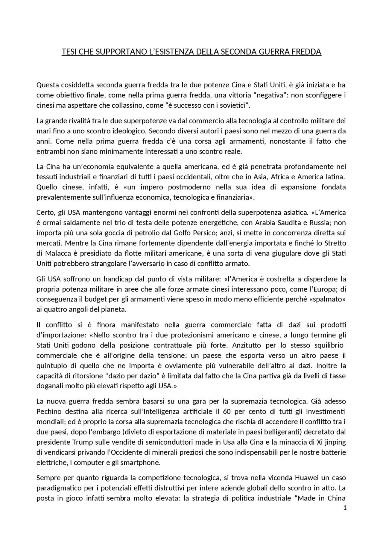 Seconda Guerra Fredda Docsity