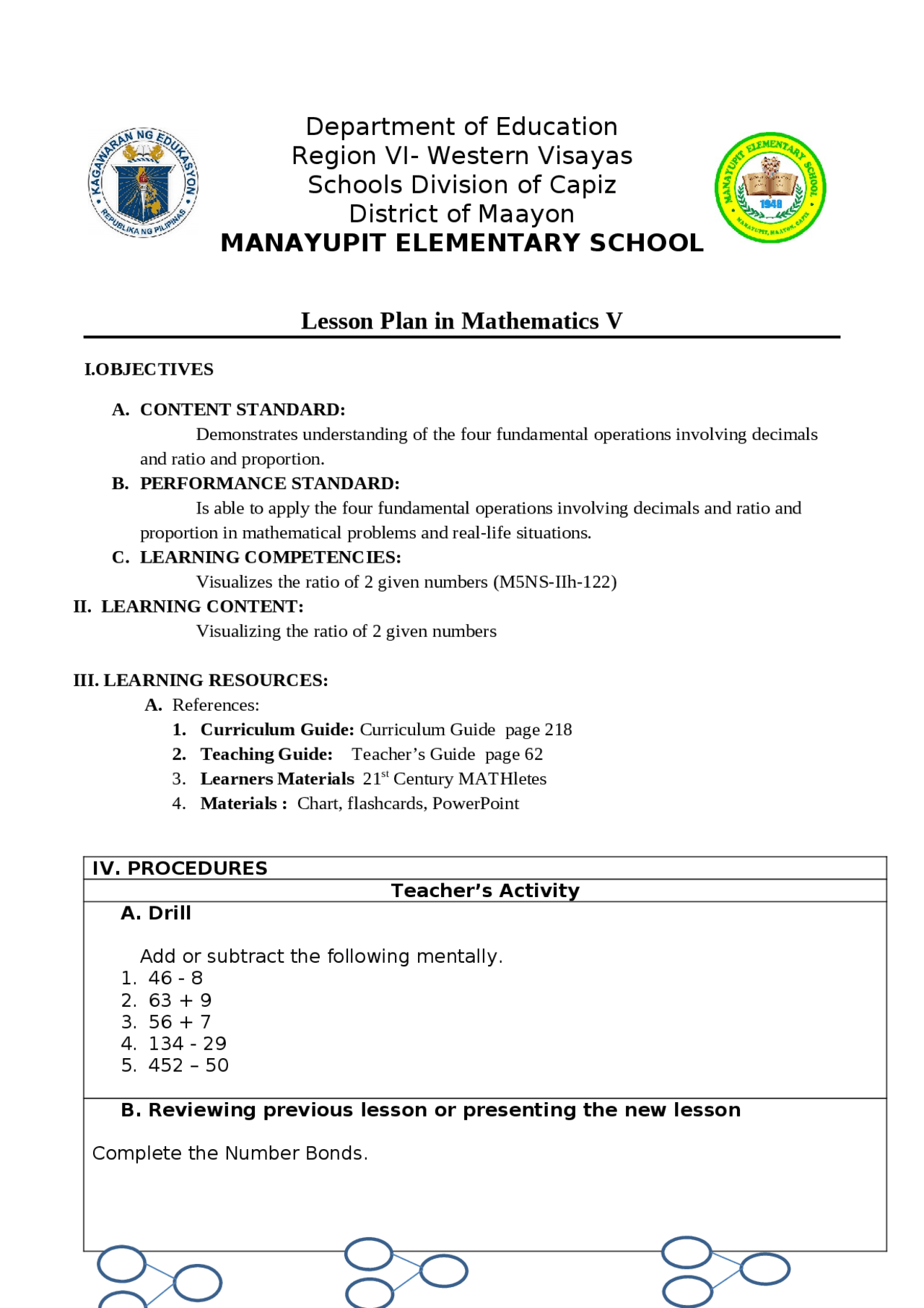 Elementary 1. I . LEARNING COMPETENCIES A. CONTENT STANDARD : The ...