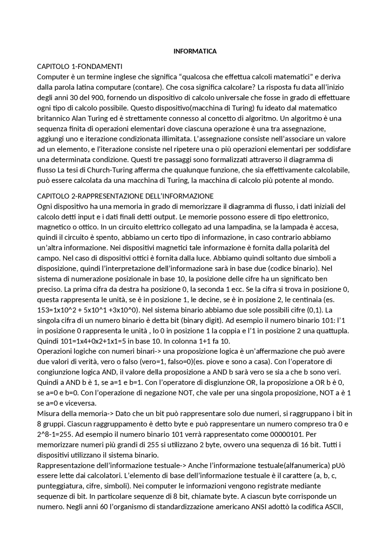 Riassunto Informatica Di Base Mauro Mezzini Docsity