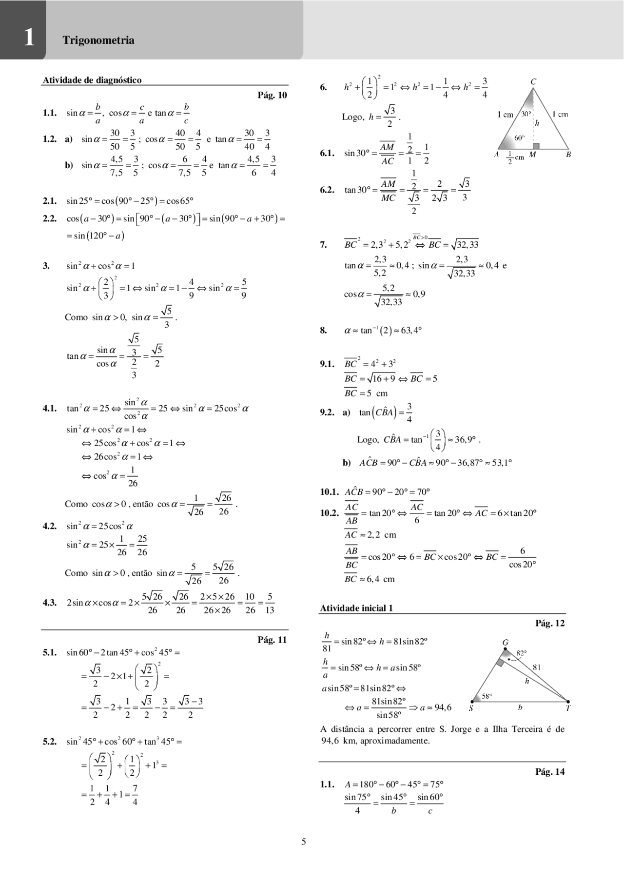 Soluções manual matemática 11ºano 1ª parte - Docsity