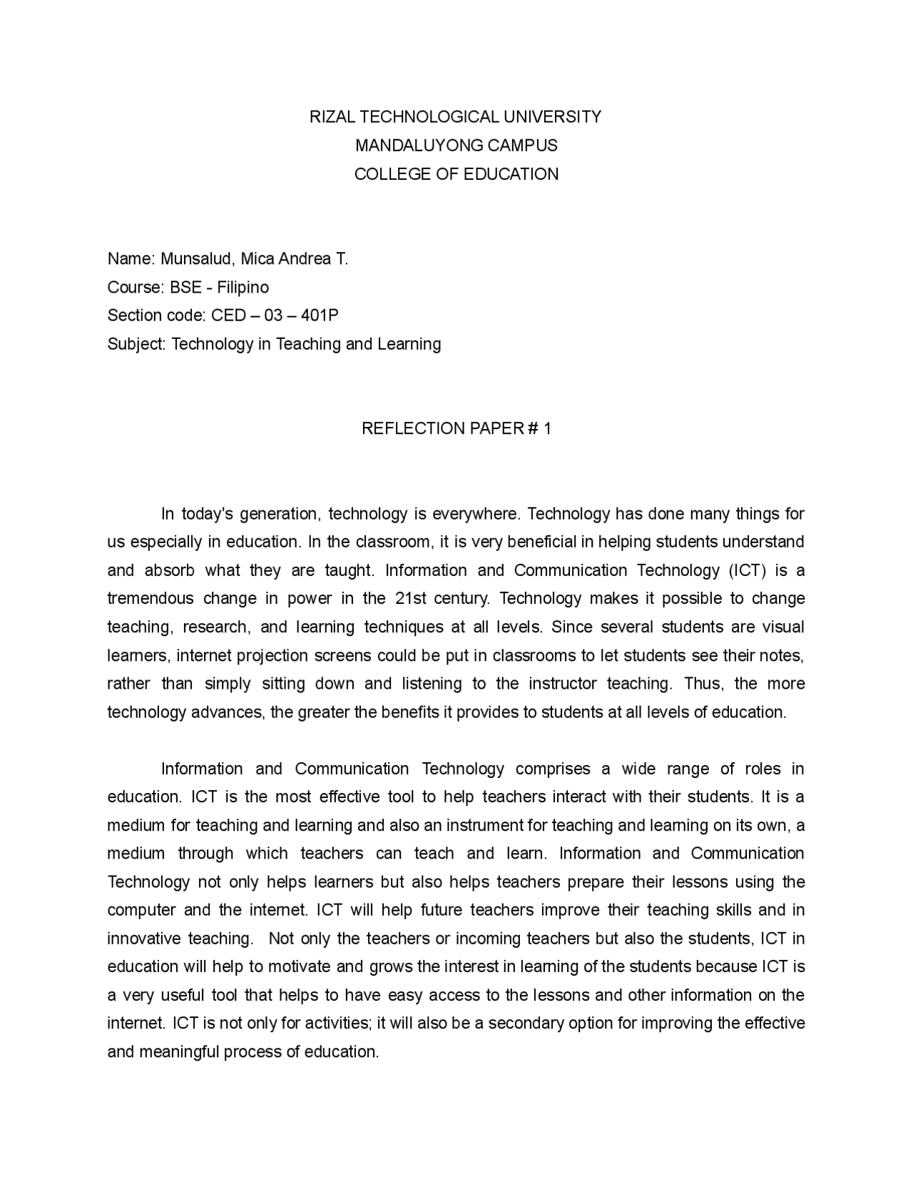Information and Communication Technology in teaching | Assignments ...
