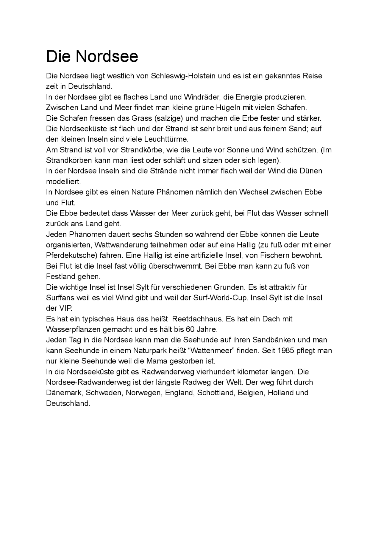 Il Mare del Nord - Die Nordsee - Docsity