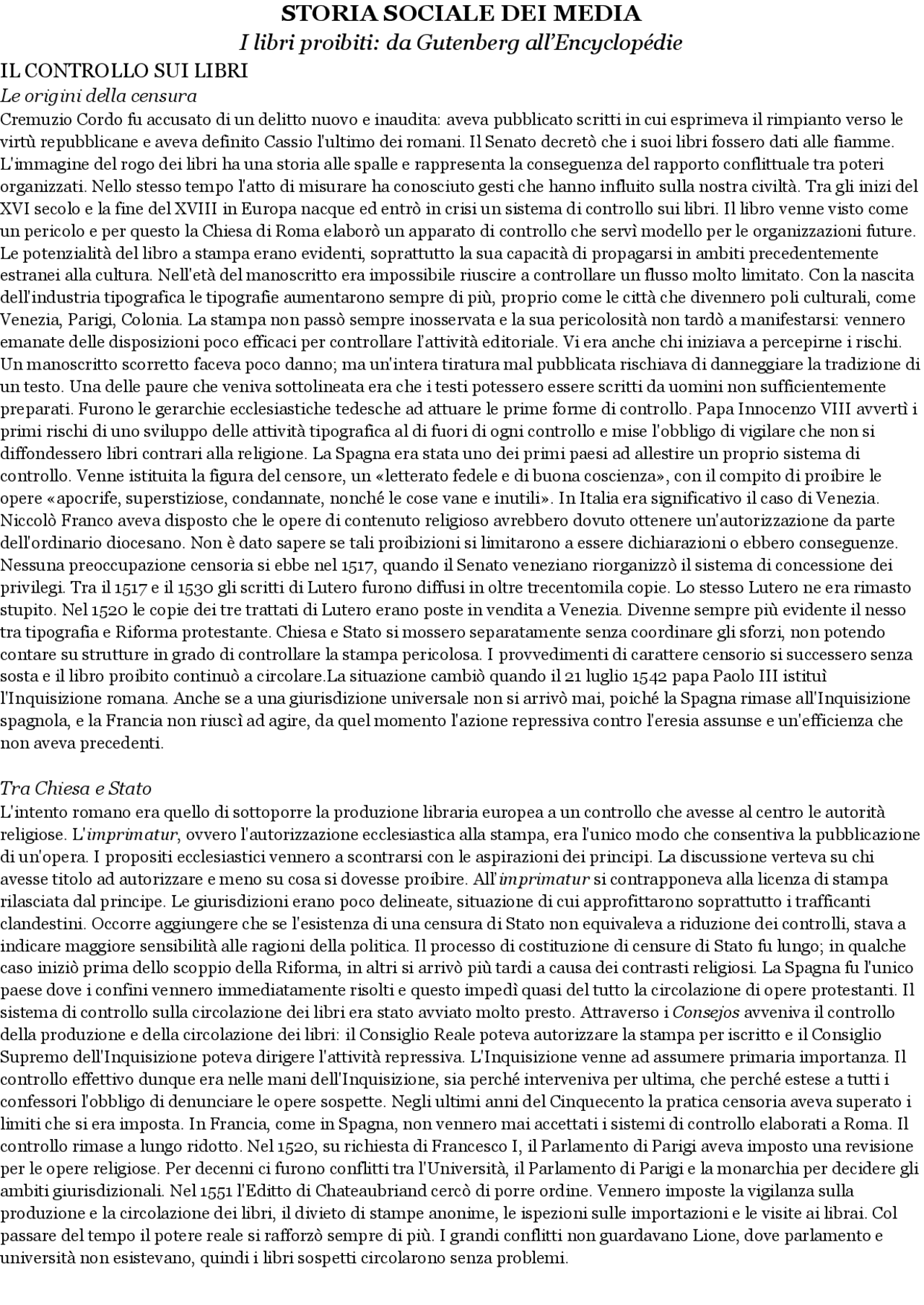 I Libri Proibiti Riassunto Docsity